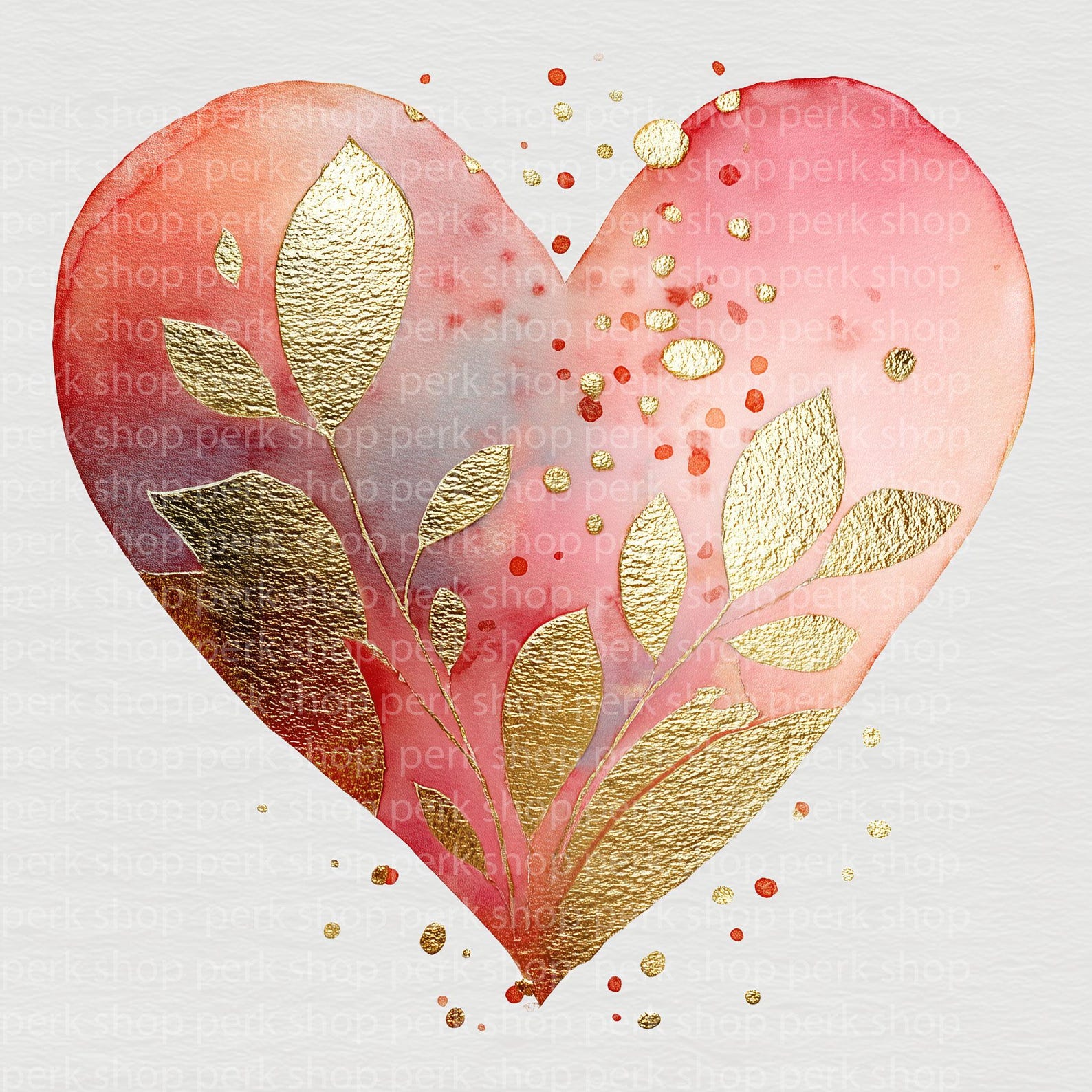 Watercolor Heart Clipart, Pink Gold Heart PNG, Abstract Love Art ...