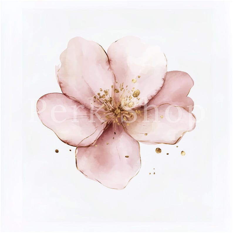 21 Abstract Flowers Clipart, Pink Gold Flower, Flowers Print, Printable ...