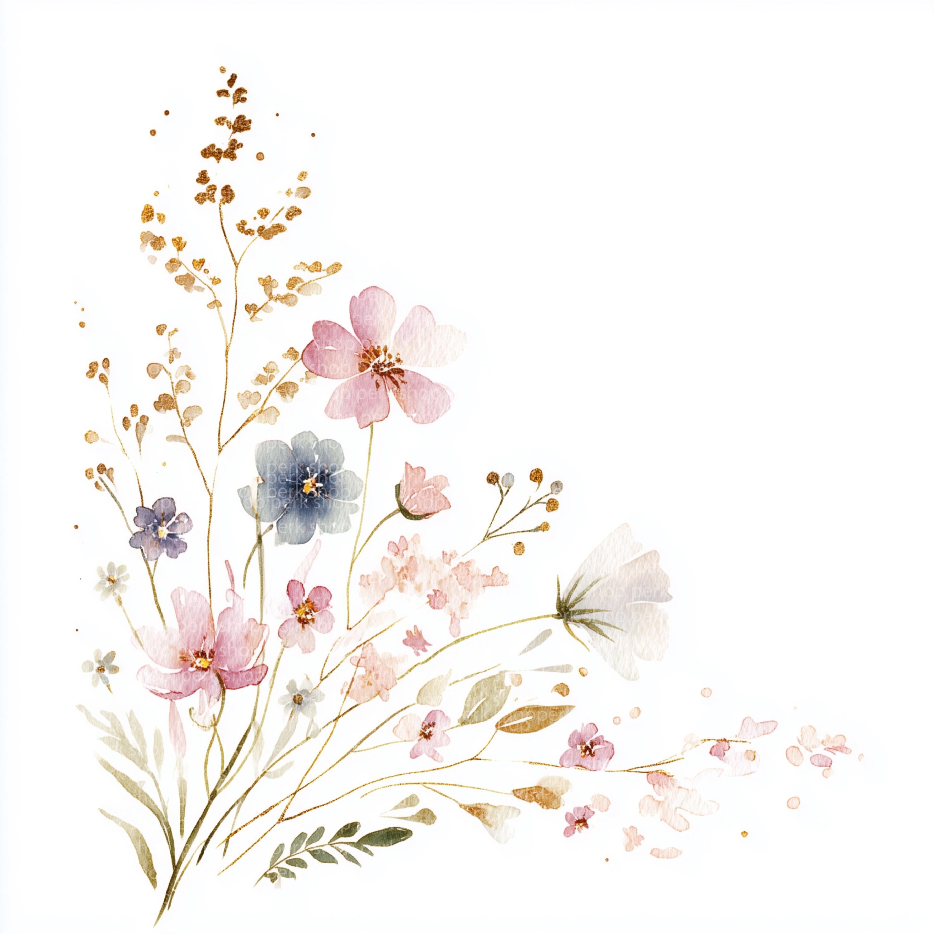 Pastel Flowers PNG Clipart for Card Making, Flowers Watercolor ...