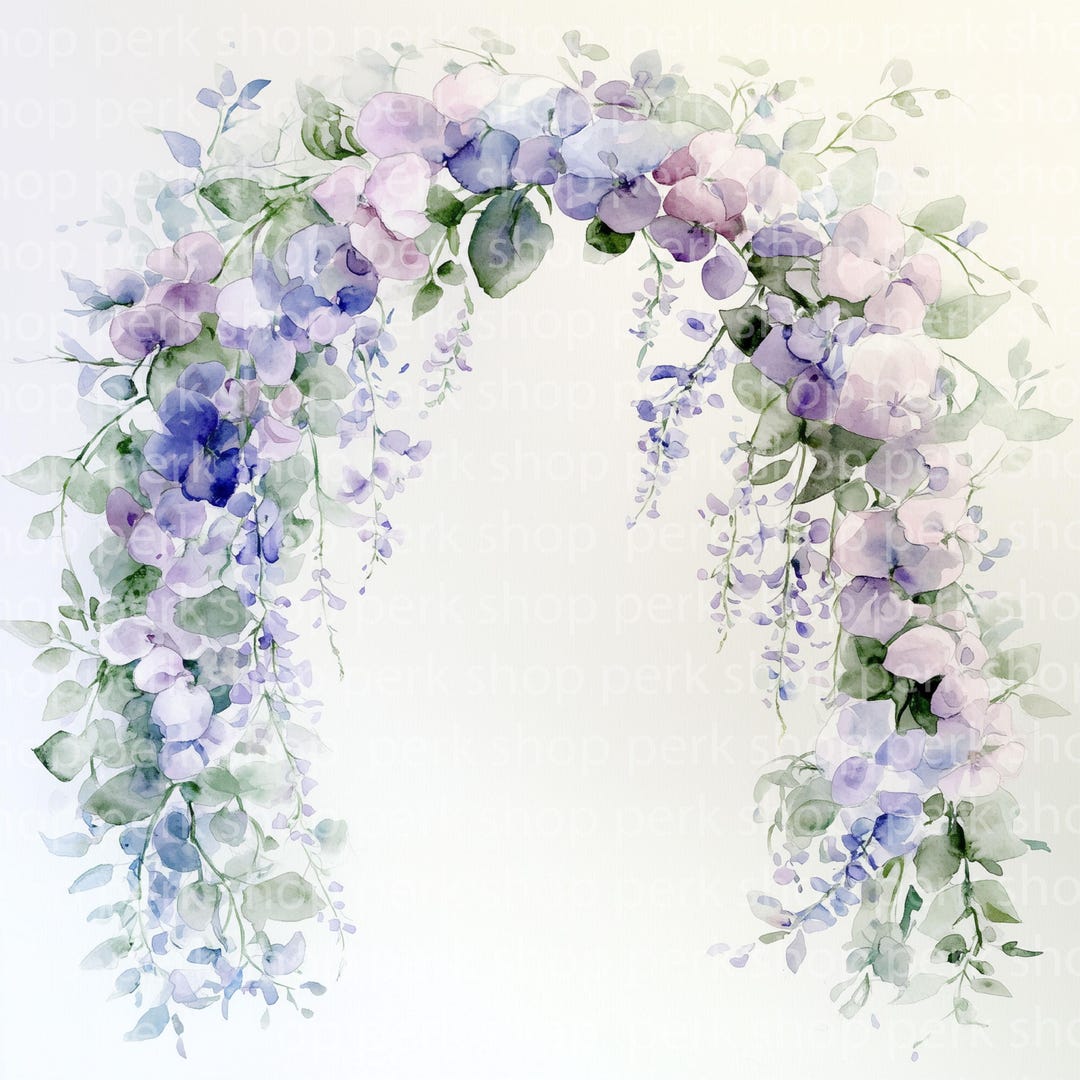 12 Wisteria Garden Gates Clipart, Flower Gates Watercolor Digital ...