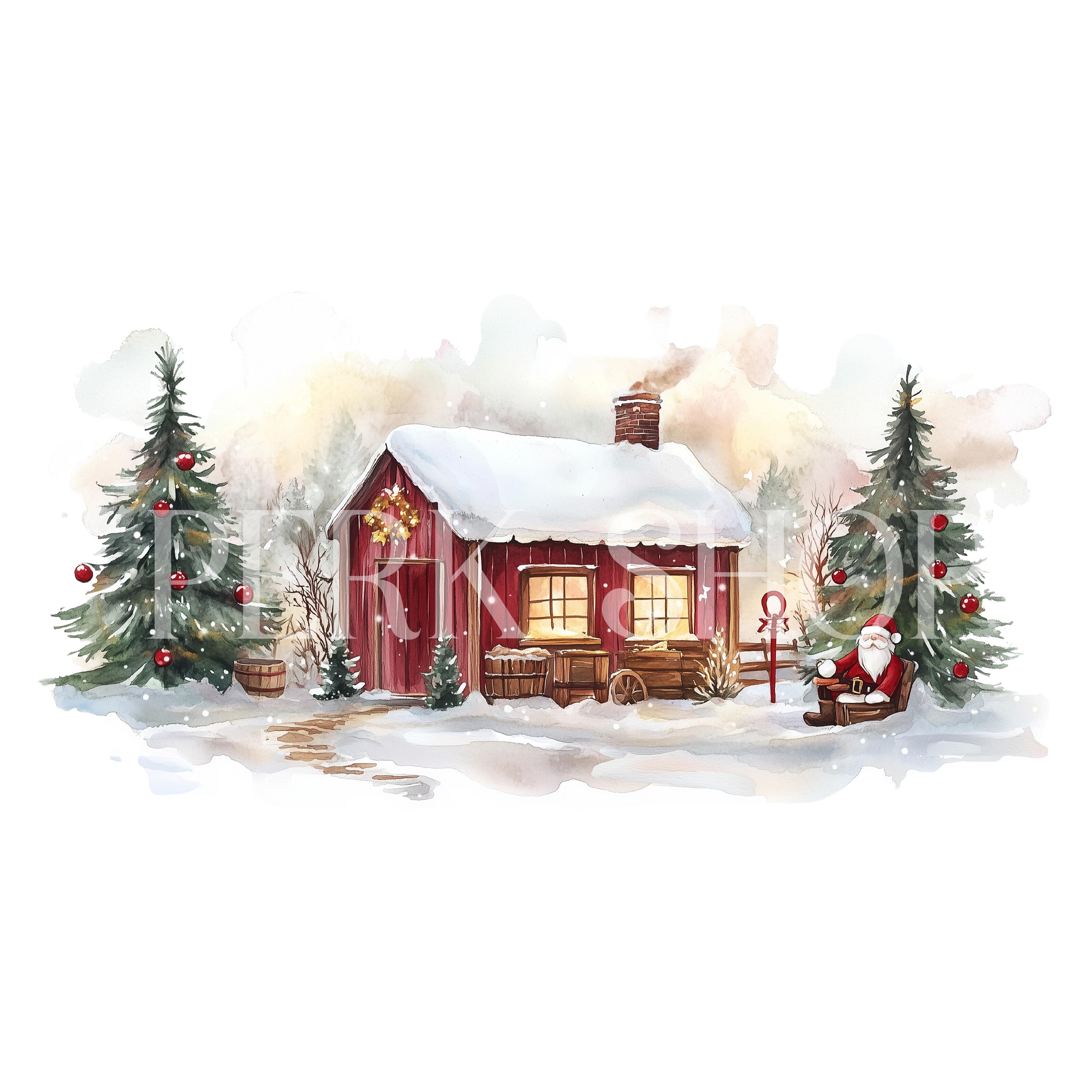 Santas Workshop PNG Clipart, Christmas Winter Cartoon House Printable ...