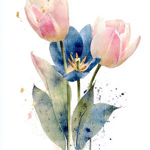 Watercolor Tulip Clipart: Spring Floral Graphics (JPG/PNG) - Etsy