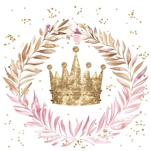 Rose Gold Crown Clipart, Preppy Crest PNG Floral Watercolor Printable ...