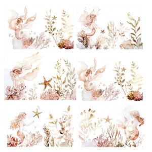 Mermaid Clipart: Watercolor Under the Sea Illustration (PNG Digital ...