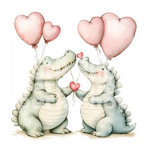 10 Cute Crocodiles Clipart, Alligators Clipart, Love Couple Printable ...