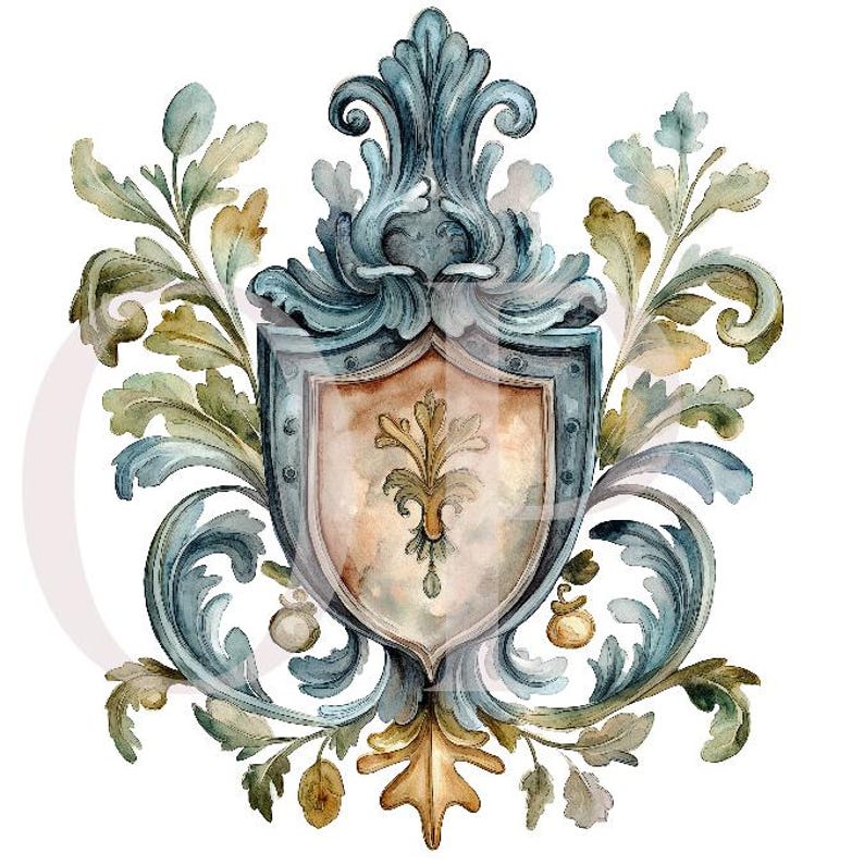Elegant Baroque Crest Digital PNG Design for Crafting and Scrapbooking ...