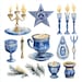Watercolor Hanukkah Clipart: Menorah, Star of David (digital Jpgs) - Etsy