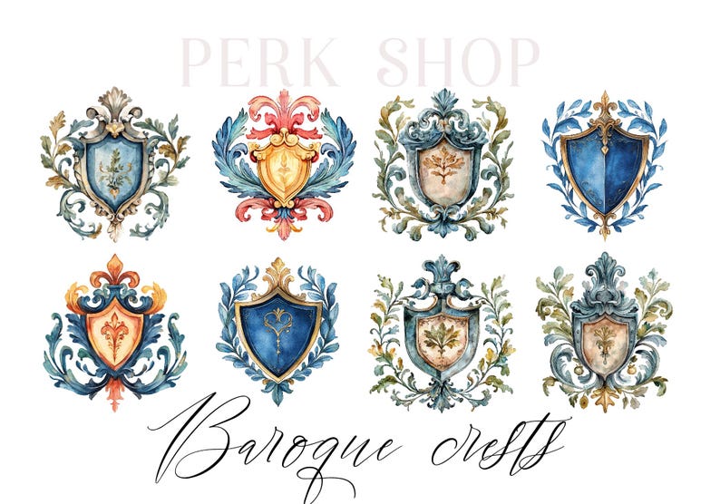 Elegant Baroque Crest Digital PNG Design for Crafting and Scrapbooking ...