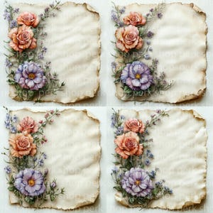 21 Floral Scroll Paper Clipart, Old Paper Flowers Clipart, High Quality ...