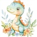 10 Dinosaur Baby Clipart, Printable Nursery Cute Watercolor Dino Clip ...