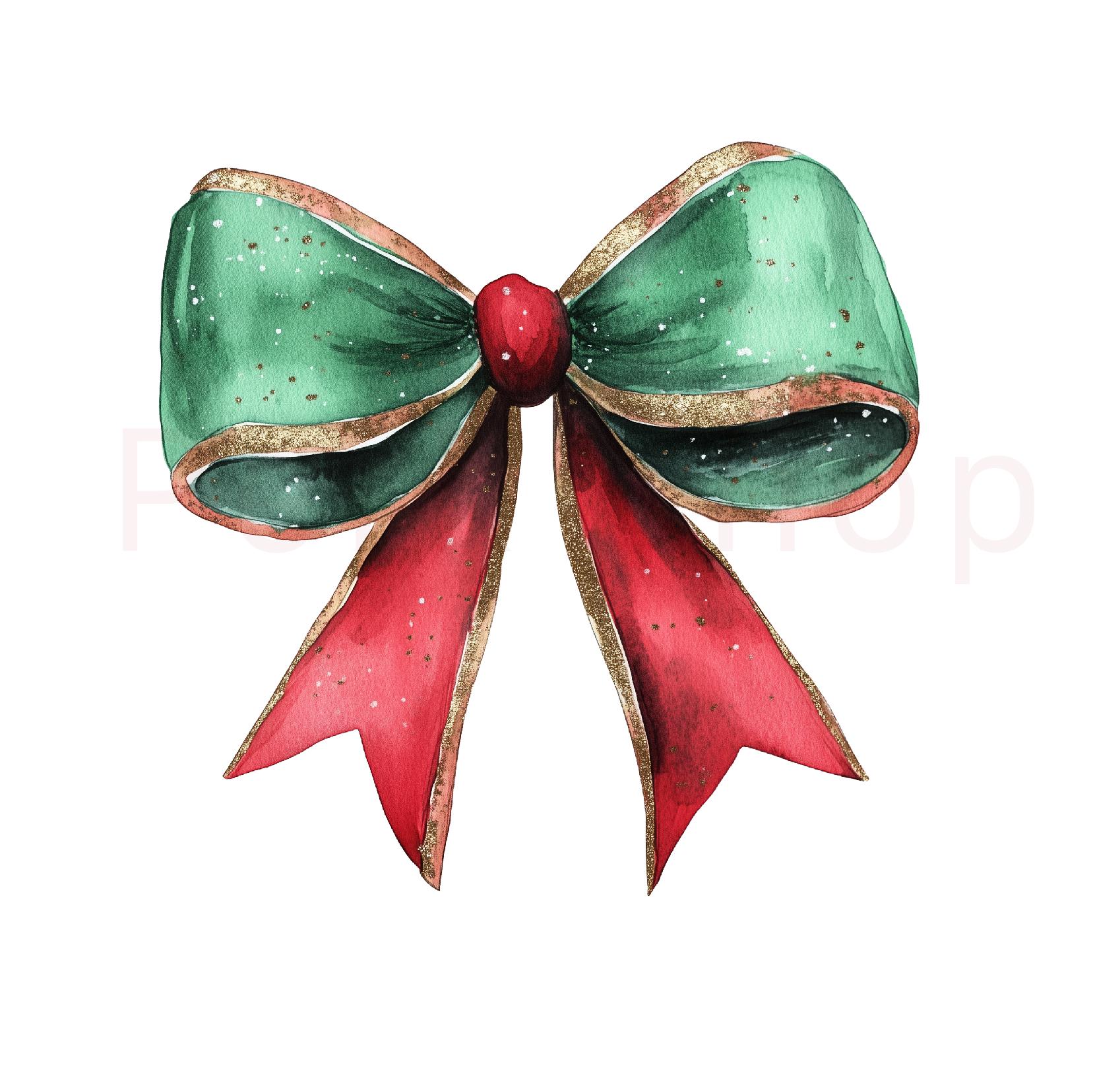 19 Festive Christmas Ribbons Set - PNG Transparent Watercolor Designs ...