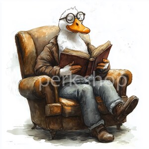 10 Hipster Silly Goose Reading Clipart, Book Club Duck, T-shirt Design ...