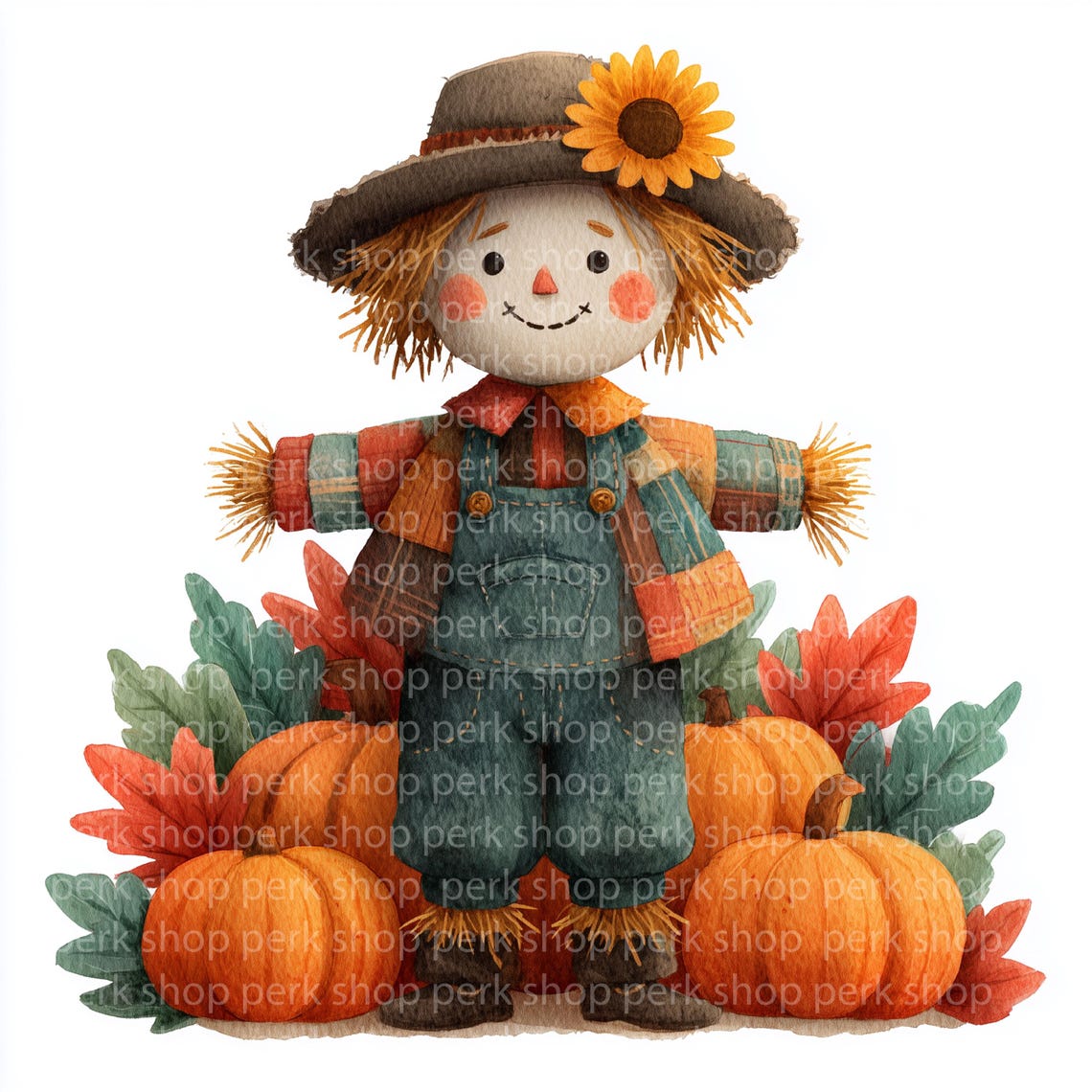 Cute Scarecrow Clipart, Fall Harvest Illustrations, Printable - Digital ...