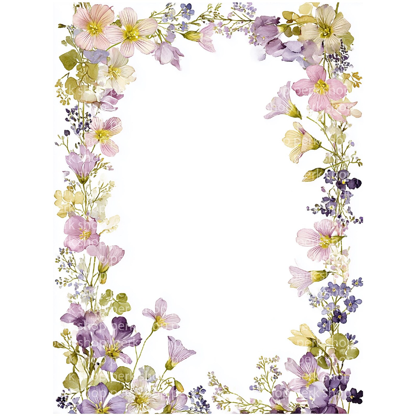 Watercolor Floral Frame Clipart PNG, Spring Pink Flower Border Set ...