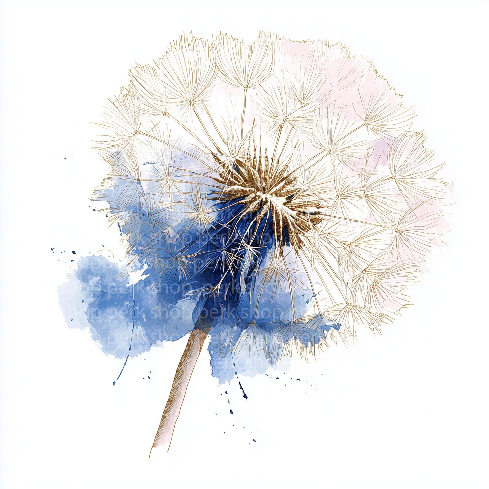 Watercolor Dandelion Clipart: Floral Scrapbooking Paper (digital ...