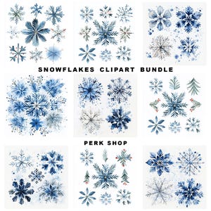 Watercolor Snowflake Clipart Bundle: Scandinavian Winter Designs ...