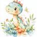 10 Dinosaur Baby Clipart, Printable Nursery Cute Watercolor Dino Clip ...
