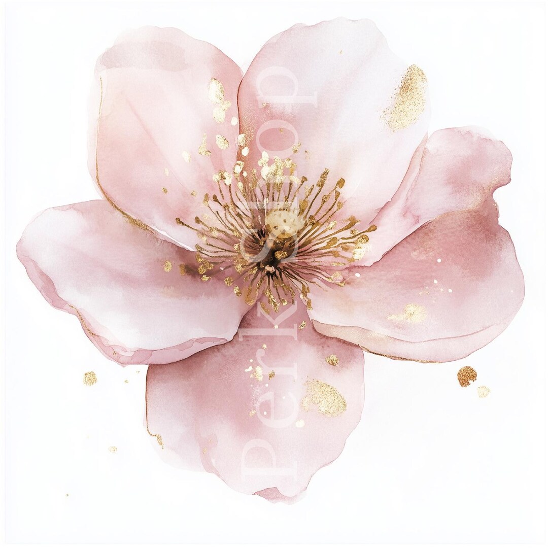 21 Abstract Flowers Clipart, Pink Gold Flower, Flowers Print, Printable ...