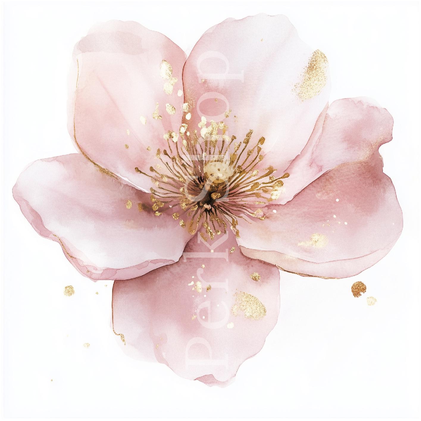 21 Abstract Flowers Clipart, Pink Gold Flower, Flowers Print, Printable ...