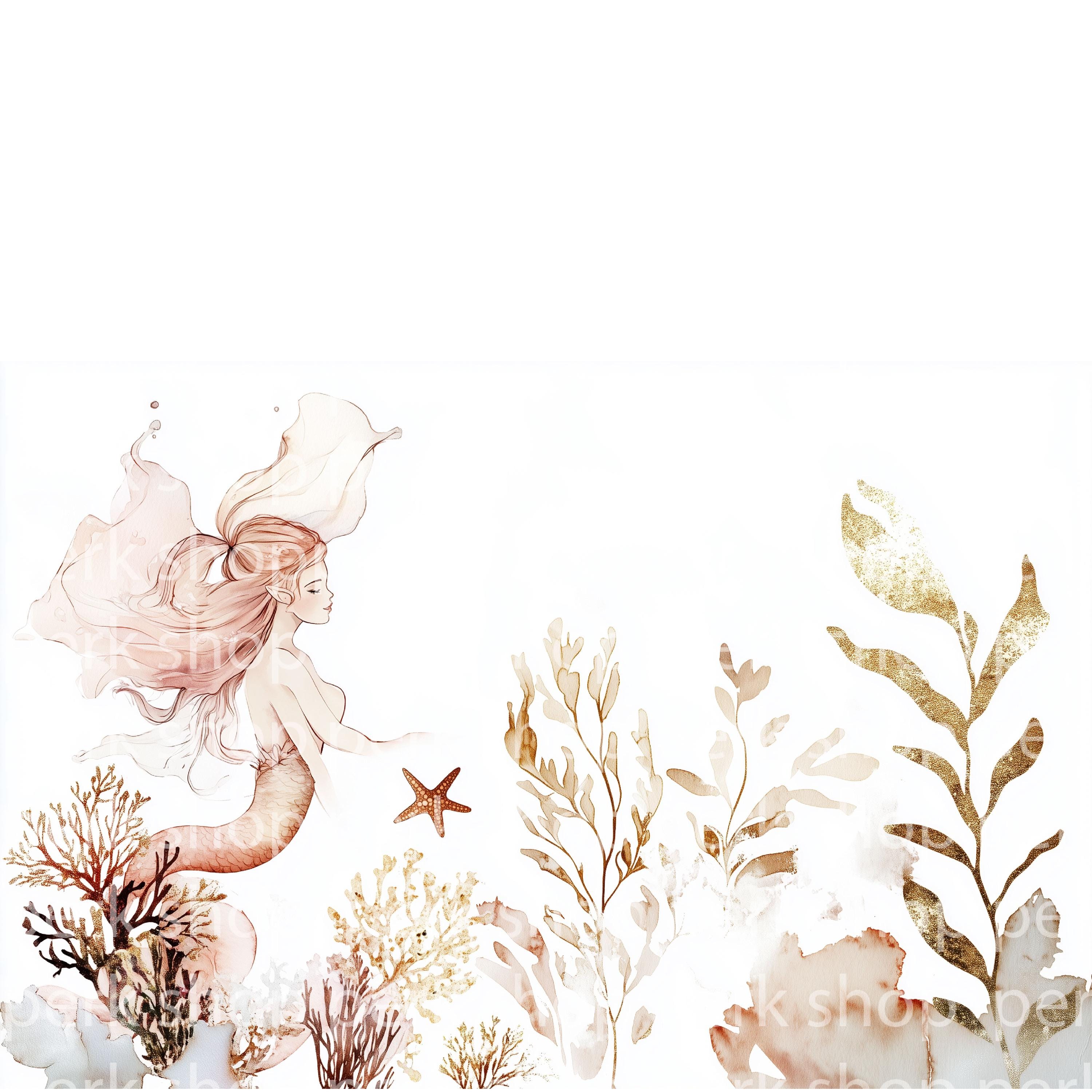Mermaid Clipart: Watercolor Under the Sea Illustration (PNG Digital ...