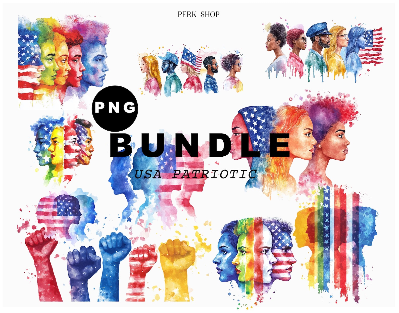 21 Png USA Patriotic People Clipart Bundle, Printable Watercolor ...