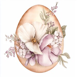 Floral Easter Egg Clipart: Watercolor Spring Ephemera (digital Download ...