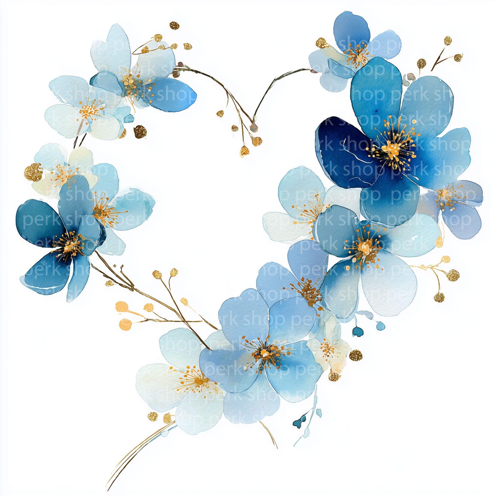 Blue Floral Wreath Clipart PNG, Watercolor Flower Circle Frame, Wedding ...