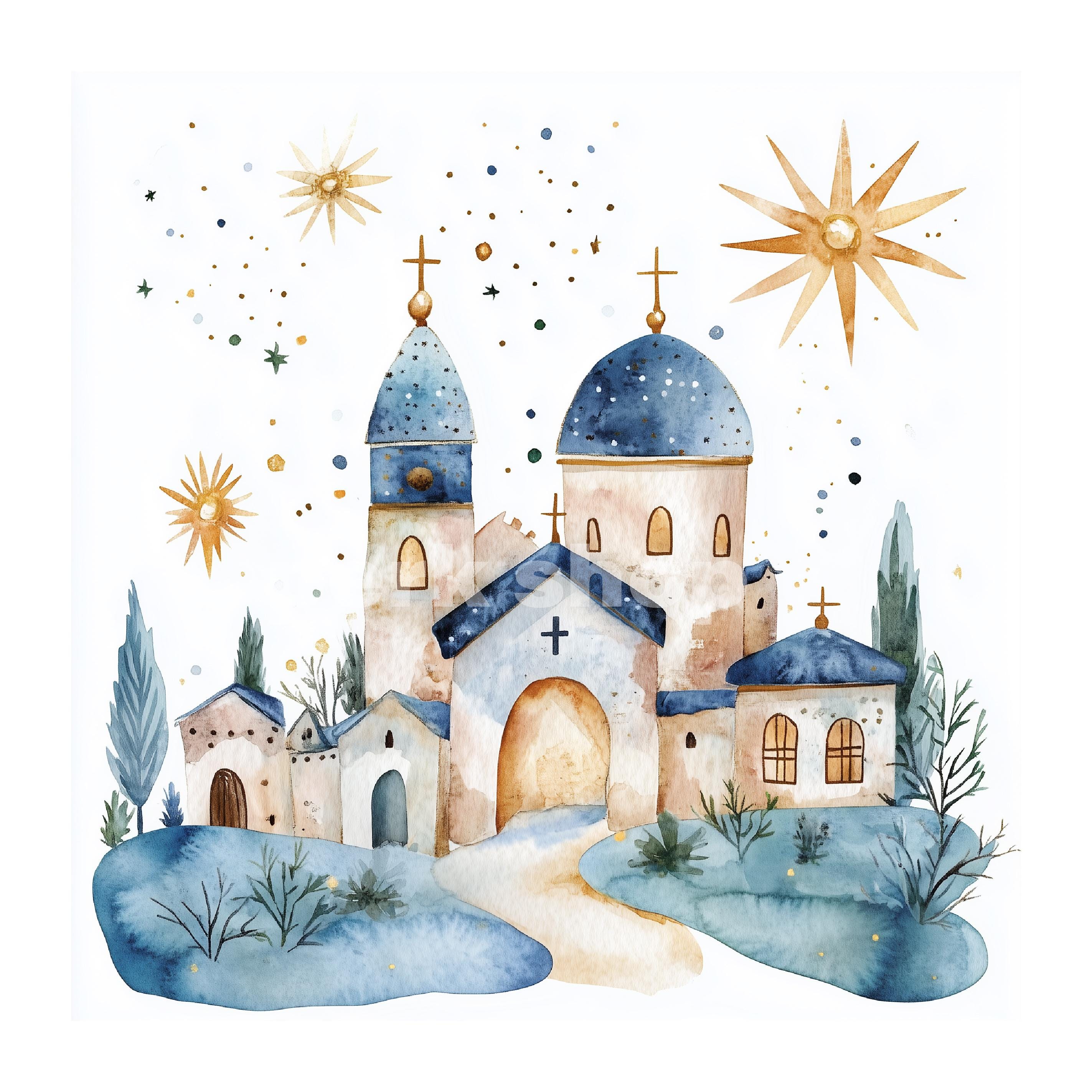 Biblical Bethlehem Clipart, Bible Religious Watercolor, Digital ...