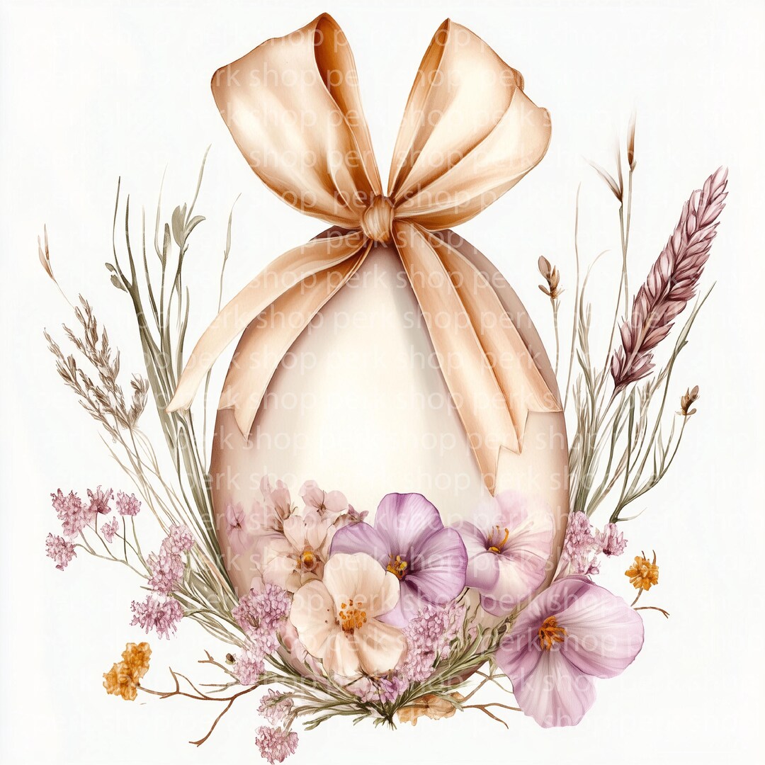 Floral Easter Egg Clipart: Watercolor Spring Ephemera (digital Download ...