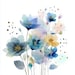 Blue Watercolor Flower Clipart, Printable Floral Illustration, Modern ...