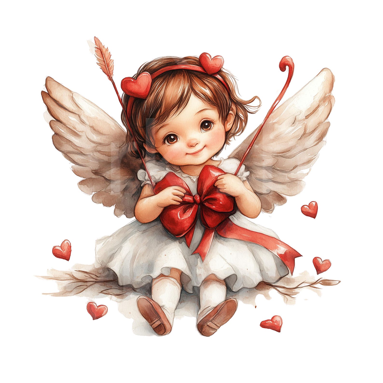 9 Valentine's Day Cupid Clipart, Fairy Angels Illustrations, Black ...
