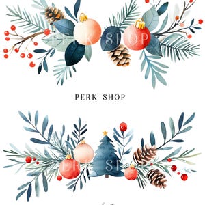 25 Christmas Tree Border Clipart Png, Watercolor Noel Sticker, Winter ...