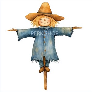 Garden Scarecrow Clipart, Watercolor Fall Farm Cute Character, Harvest ...