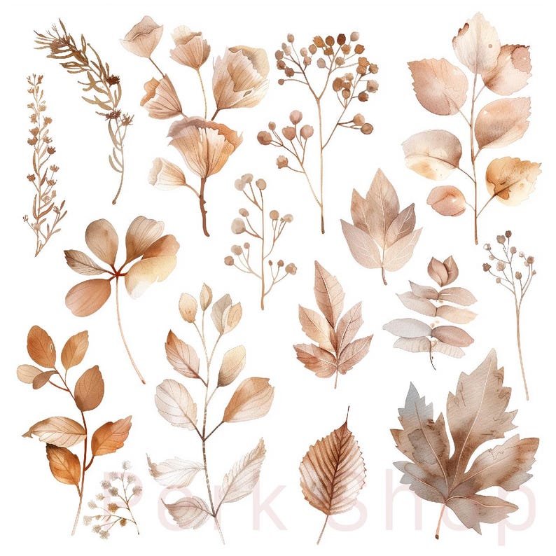 Fall Wildflower Watercolor Digital Paper Pack, Rustic Autumn Background ...