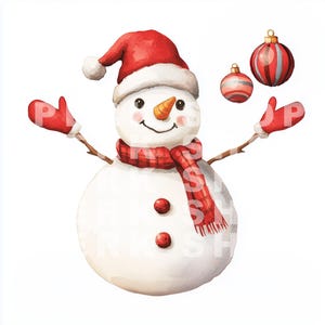 Watercolor Snowman Clipart: Christmas Holiday DIY (digital Download) - Etsy