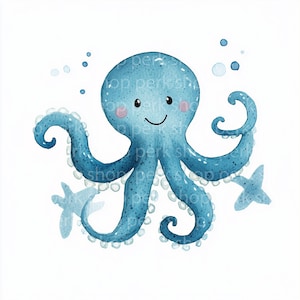 7 Cute Baby Octopus Clipart, Printable High Quality JPG, Digital ...