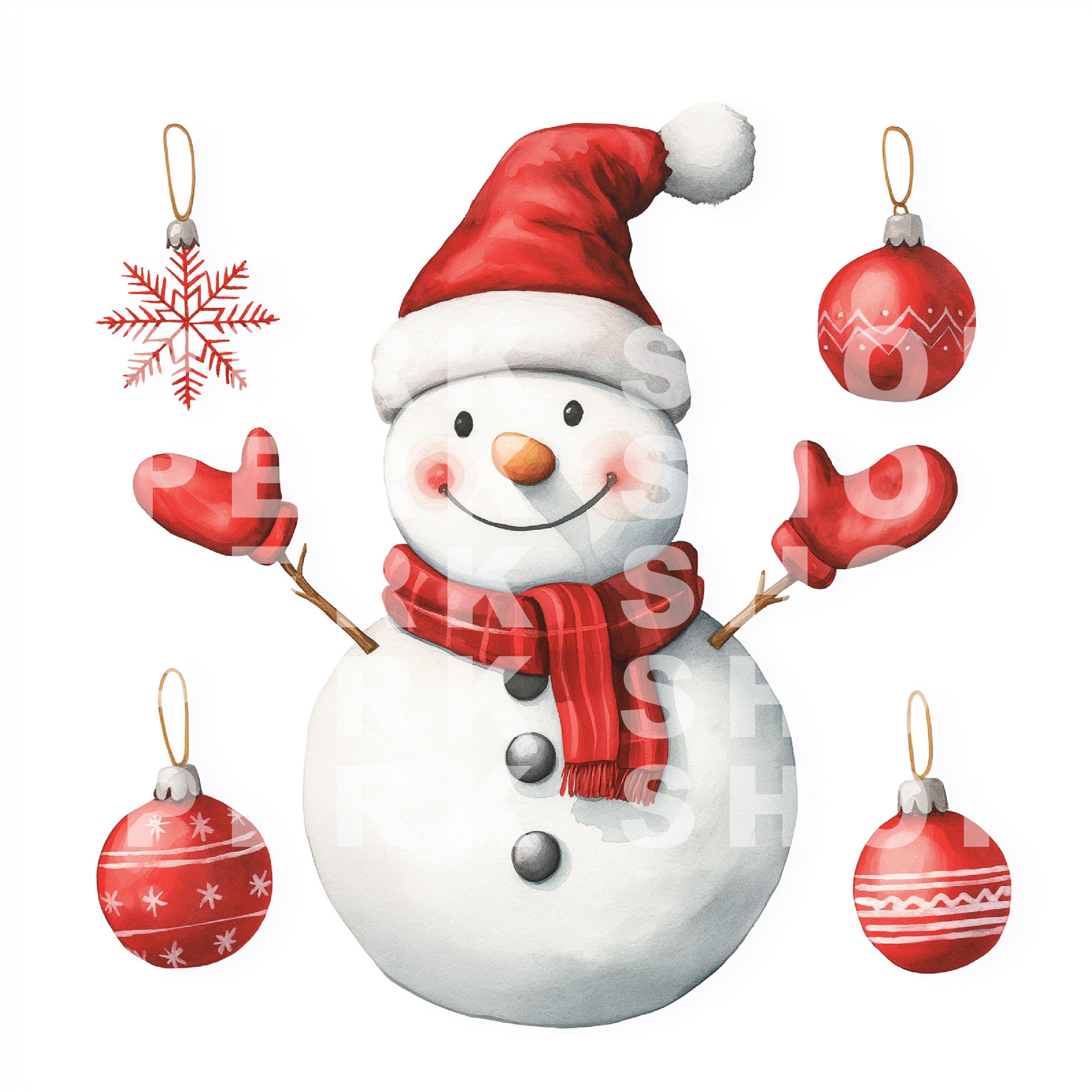 Watercolor Snowman Clipart: Christmas Holiday DIY (digital Download) - Etsy