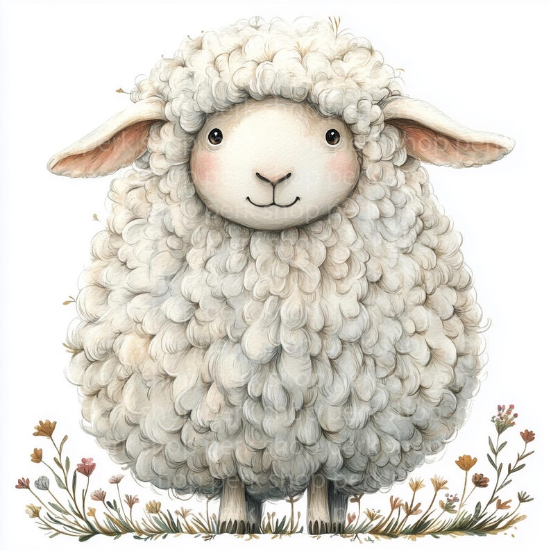 10 Cute Sheep Clipart, Lamb Nursery, Farm Clip Art, Printable ...