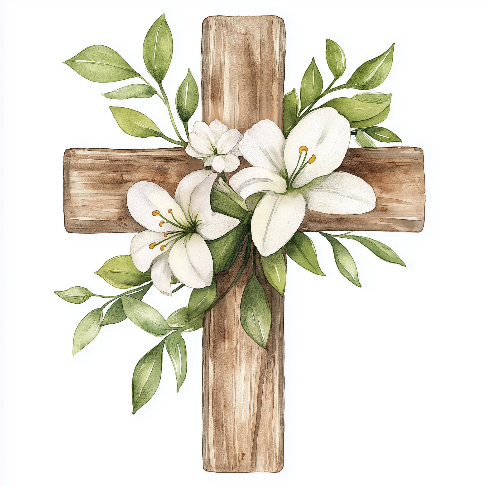 Easter Lily Cross Clipart: Floral Watercolor Pngs (digital Download) - Etsy
