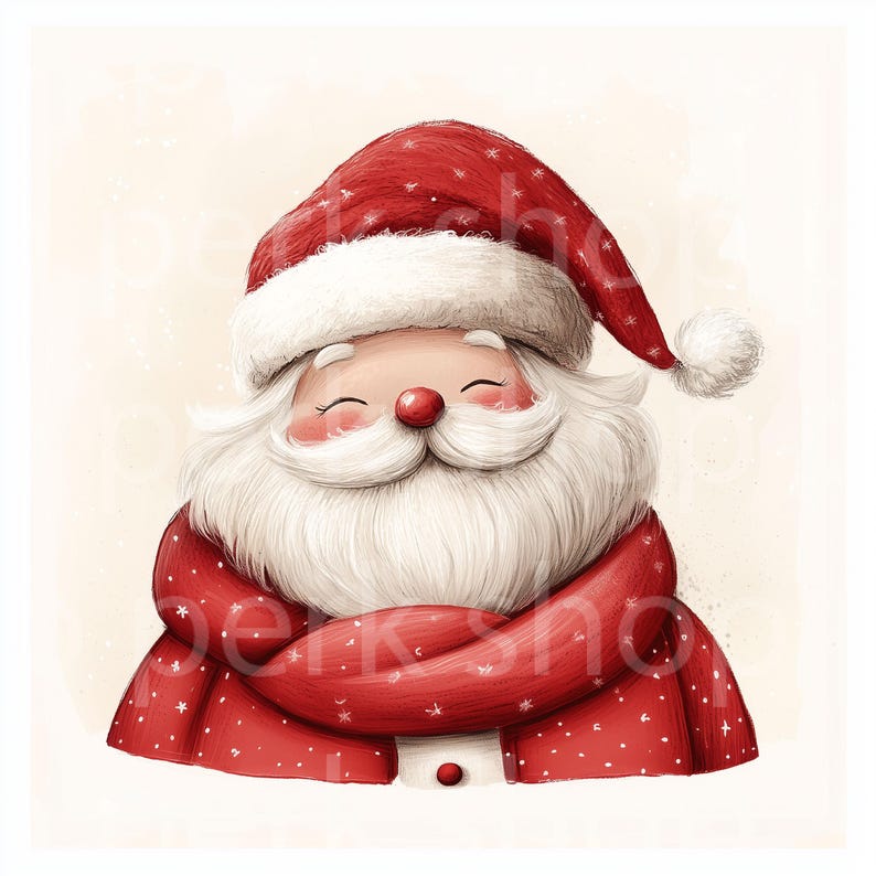 10 Christmas Clipart, Santa Clip Art, Winter Watercolor Printable Craft ...
