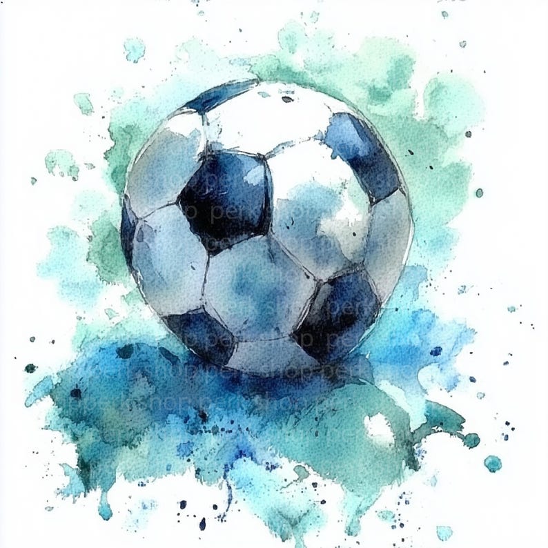 Watercolor Soccer Ball Clipart: Sports Graphics (digital Download ...