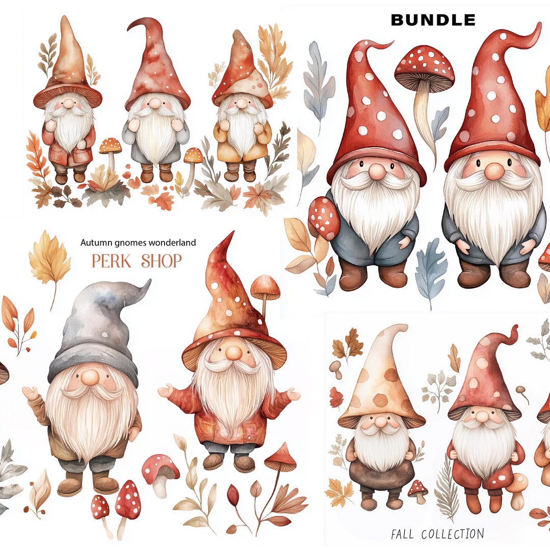 Watercolor Fall Gnomes Clipart: Autumn Wonderland (digital Download) - Etsy