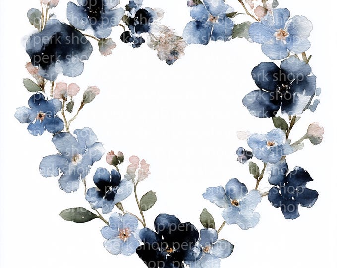 Filigree Heart Clipart, Blue and Blush Floral Heart Art, Eucalyptus ...