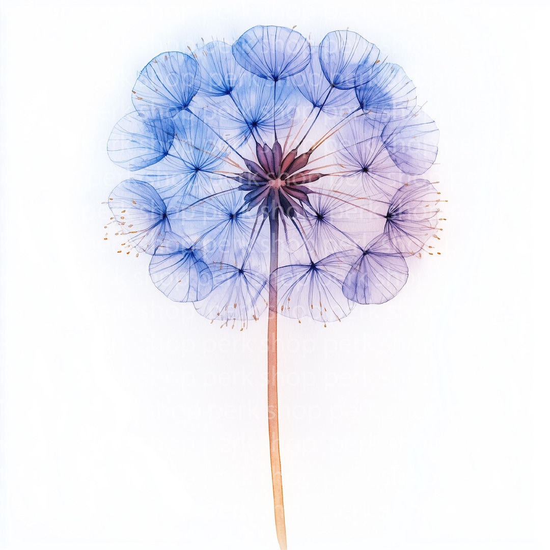 10 Purple Flower Clipart, Dandelion Flower, Dreamy Print, Printable ...