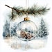 10 Christmas Tree Bauble Clipart, Winter Landscape Watercolor Art ...
