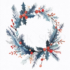 Christmas Tree Wreath Clipart: Winter Foliage PNG (digital Download) - Etsy