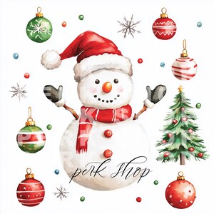 Watercolor Snowman Clipart: Christmas Holiday DIY (digital Download) - Etsy