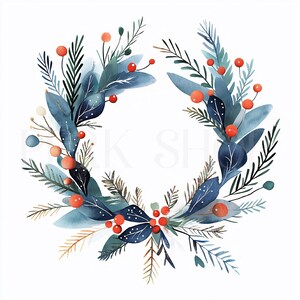 Christmas Tree Wreath Clipart: Winter Foliage PNG (digital Download) - Etsy