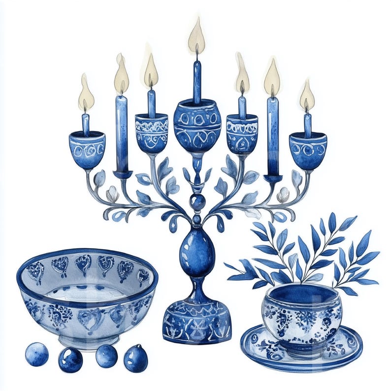 Watercolor Hanukkah Clipart: Menorah, Star of David (digital Jpgs) - Etsy