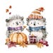 Hedgehog Pumpkin Clipart: Autumn Watercolor Animal Set (digital ...